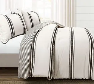 LUSH DECOR Farmhouse Stripe Comforter 3-piece C Alifornia King - One-color