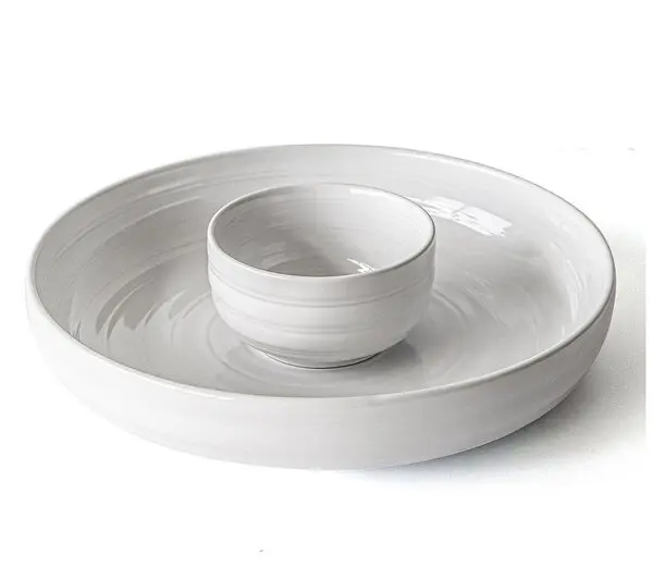 OVERANDBACK 2-piece White Chip And Dip Set - One-color