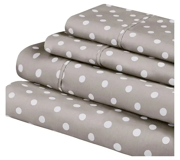 SUPERIOR 600 Thread Count Cotton Blend Polka Do Sheets, Queen - One-color