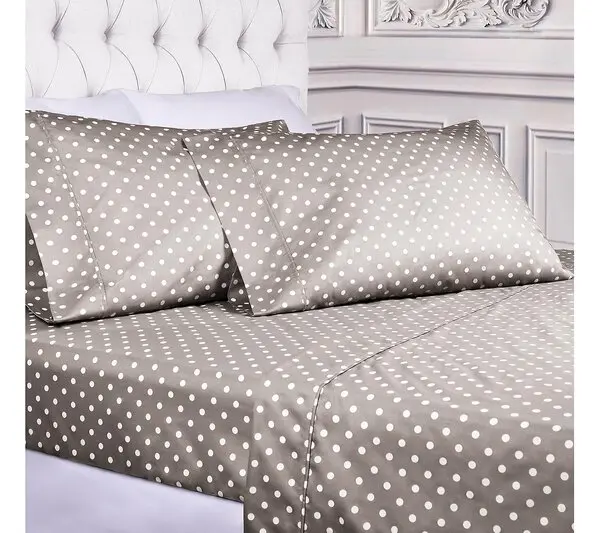 SUPERIOR 600 Thread Count Cotton Blend Polka Do Sheets, Queen