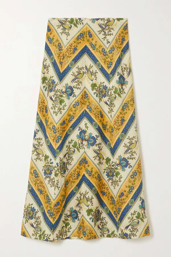ALEMAIS Quinn Printed Linen Maxi Skirt