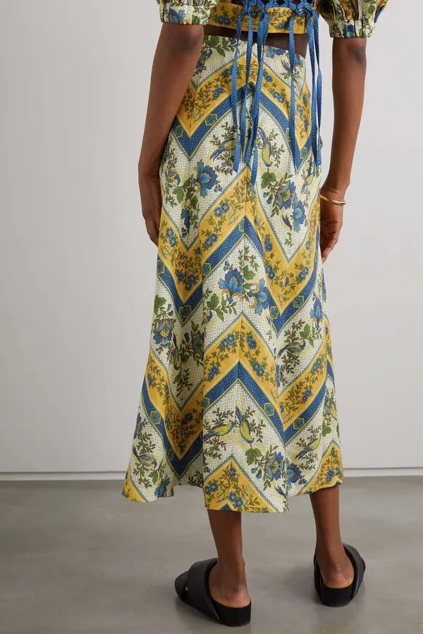 ALEMAIS Quinn Printed Linen Maxi Skirt
