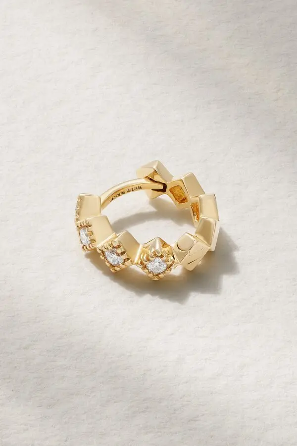 Jacquie Aiche 14-karat Diamond Hoop Earring - Gold