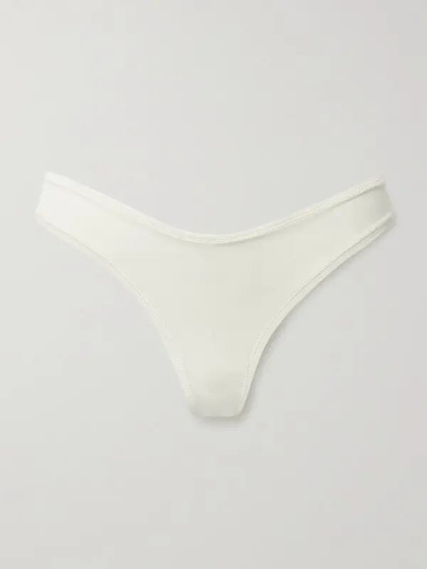 SKIMS Cotton-blend Jersey Dipped Thong - Neutrals