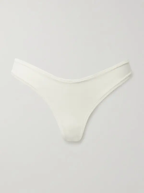 SKIMS Cotton-blend Jersey Dipped Thong - Off-white