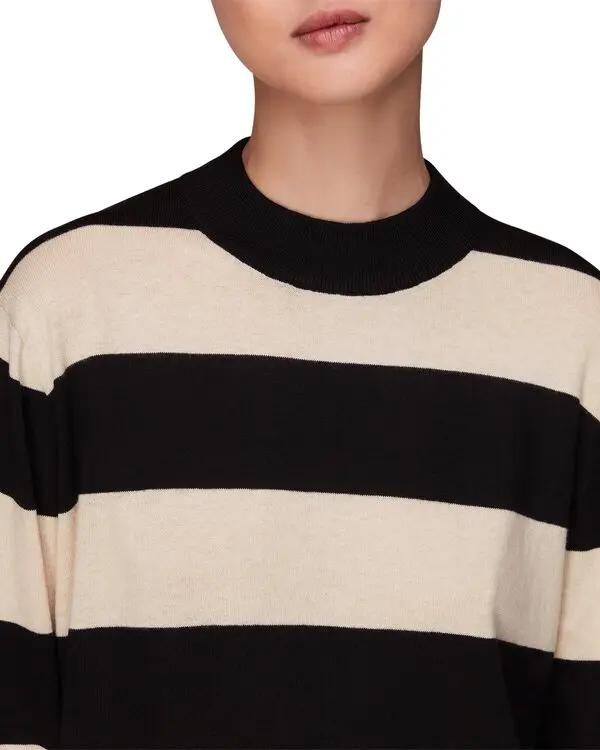 Whistles Striped Mock Neck Sweater