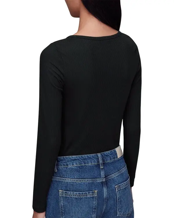 Whistles Ribbed Scoop Neck Top