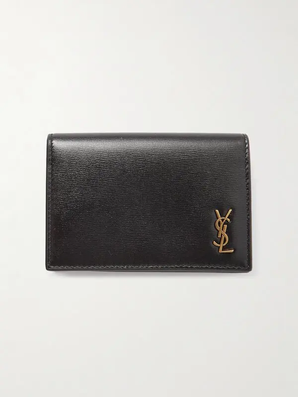 Saint Laurent Logo-appliquéd Leather Cardholder - Black
