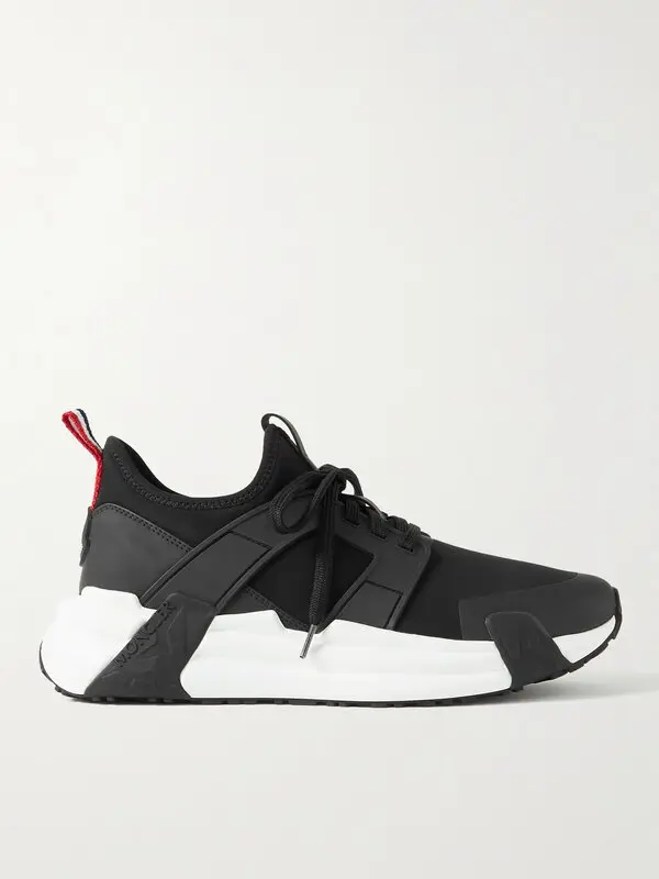 Moncler Lunarove Rubber And Leather-trimmed Neoprene Sneakers - Black
