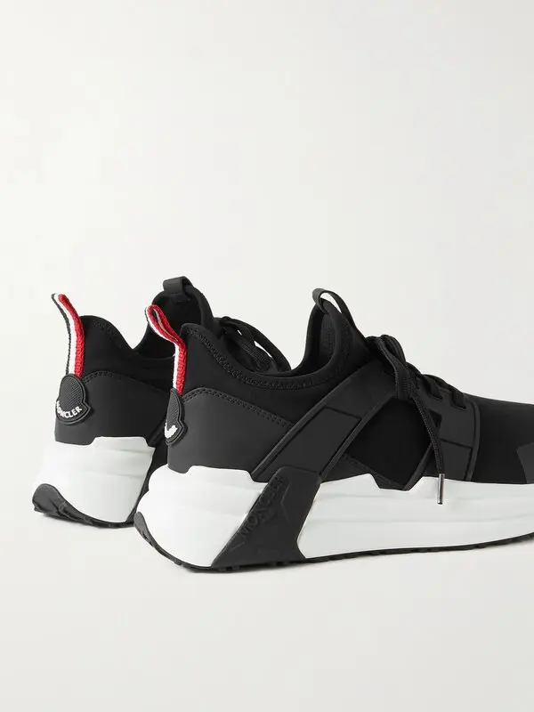 Moncler Lunarove Rubber And Leather-trimmed Neoprene Sneakers - Black