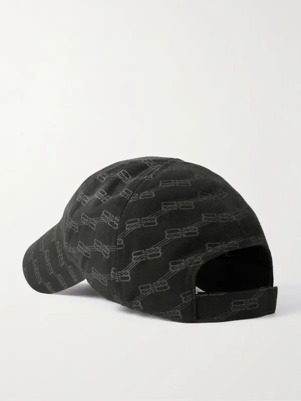 Balenciaga Monogrammed Cotton-Canvas Baseball Cap In Black - 30