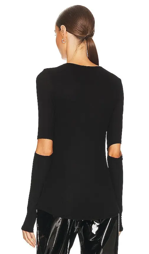 Michael Lauren Fitted Long Sleeve Top With Cut-out Details