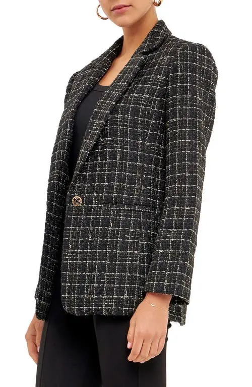 Endless Rose Tweed Blazer - Black