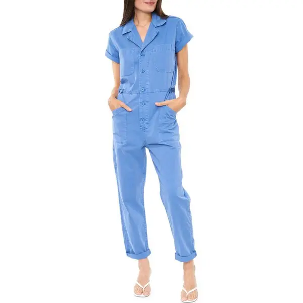 PISTOLA Grover Cotton Jumpsuit - Ocean Blue
