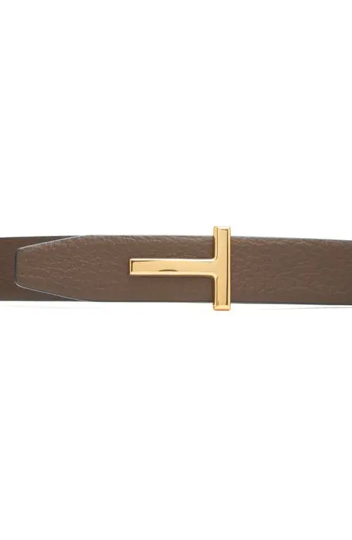 TOM FORD Smooth Leather Belt - 3en17 Dark Khaki/ Black