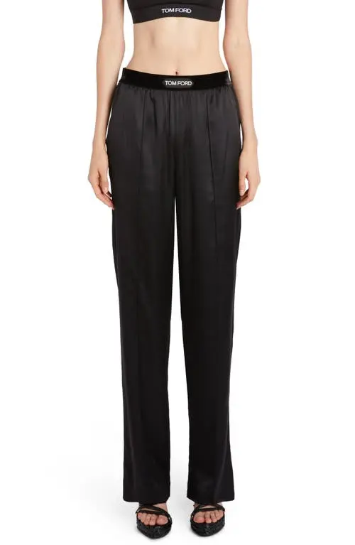 TOM FORD Stretch Silk Satin Pajama Pants - Black