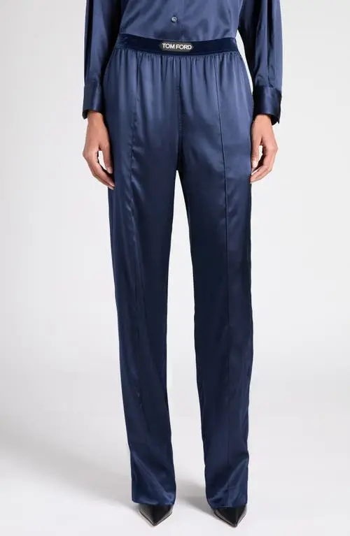 TOM FORD Stretch Silk Satin Pajama Pants - Hb840 Dark Navy