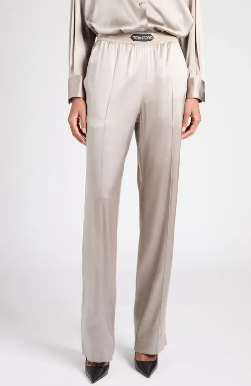 TOM FORD Stretch Silk Satin Pajama Pants - Ig606 Dark Silver