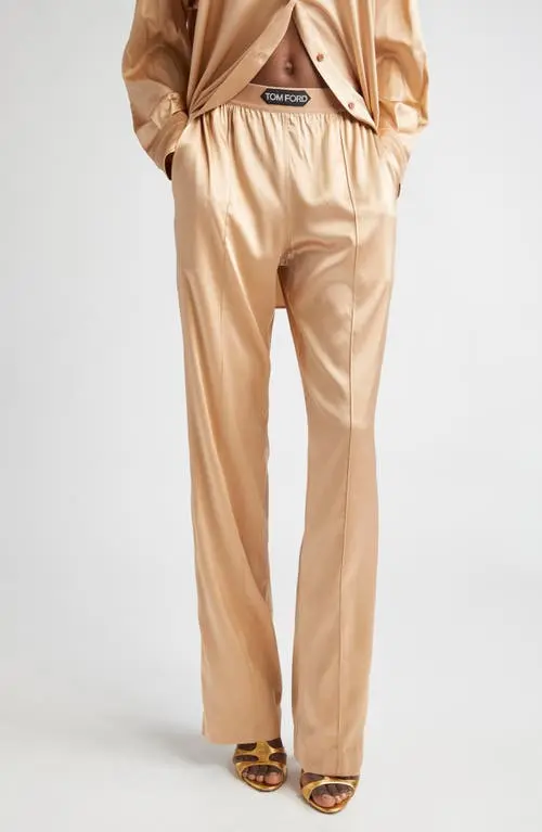 TOM FORD Stretch Silk Satin Pajama Pants - Pale Beige