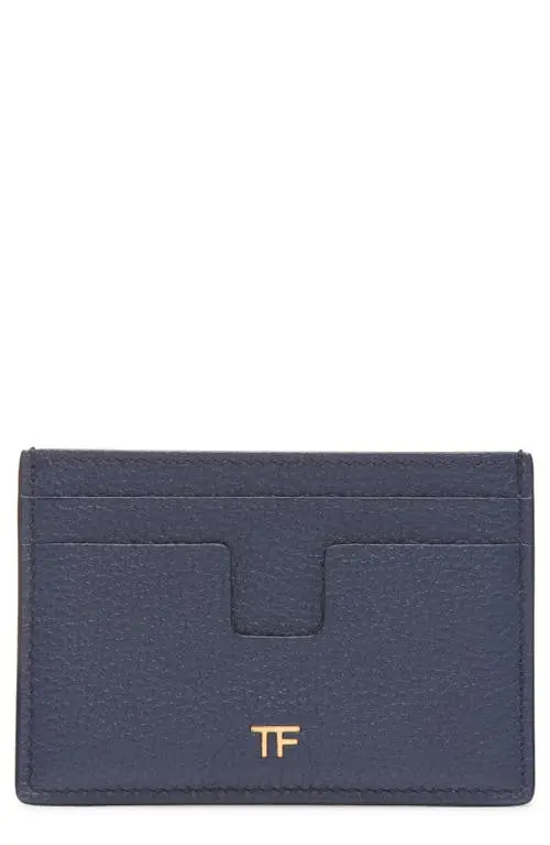 TOM FORD Grained Leather Card Holder - 1l087 Denim Blue