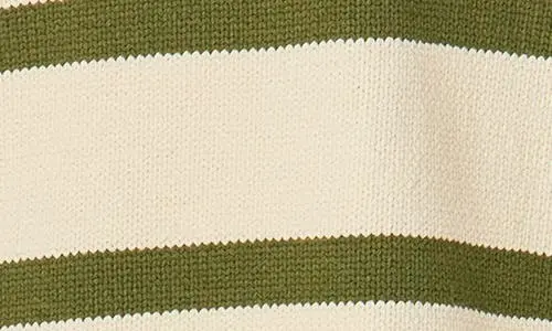 English Factory Stripe Collared Sweater - Cream/ Olive