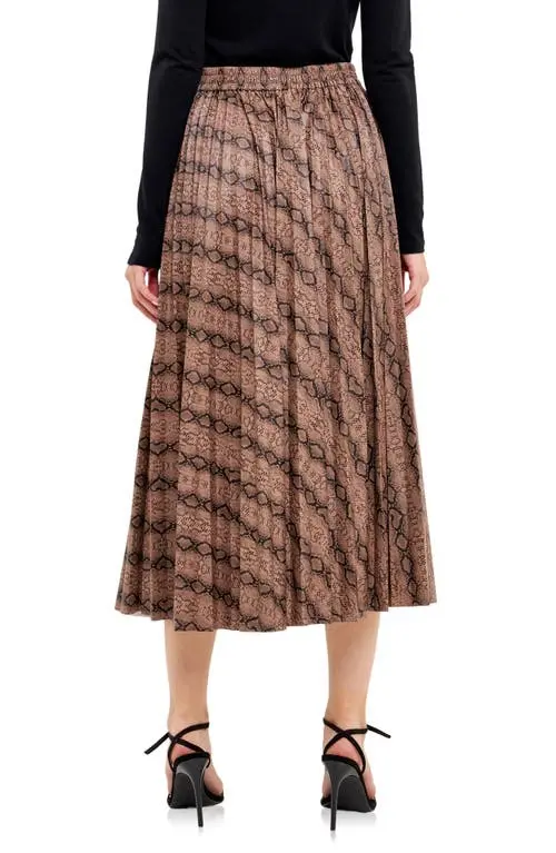 Endless Rose Snakeskin Pleated Midi Skirt