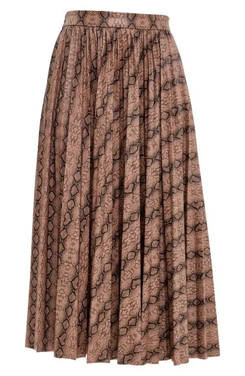 Endless Rose Snakeskin Pleated Midi Skirt