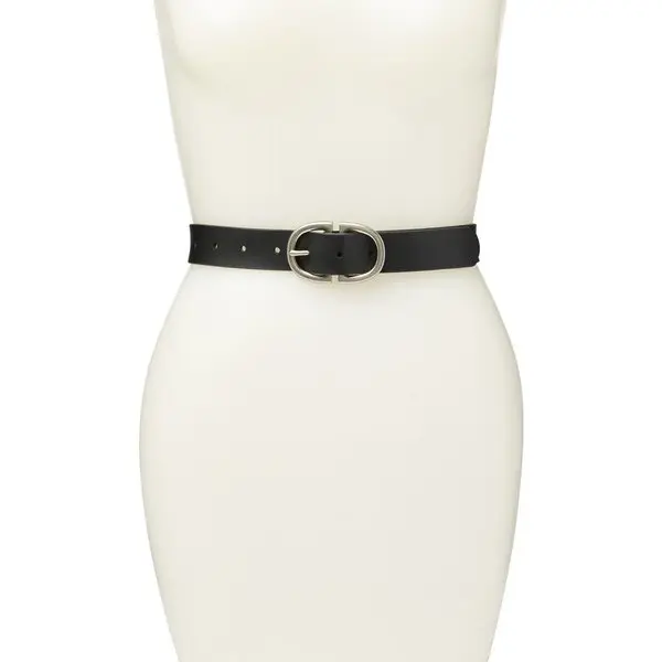 MELROSE AND MARKET Double Buckle Leather Belt - Black