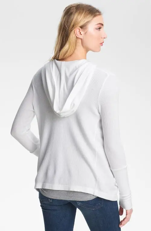Splendid Draped Thermal Hoodie - White