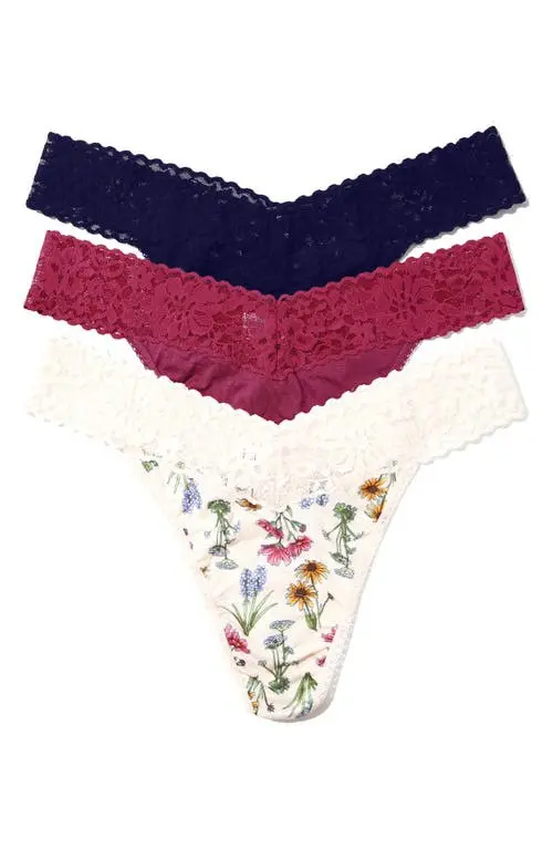 Hanky Panky Dreamease™ Assorted 3-pack Low Rise Thongs - California/flourish/lavender