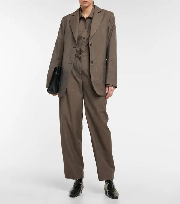 TOTEME High-rise Wide-leg Wool Pants