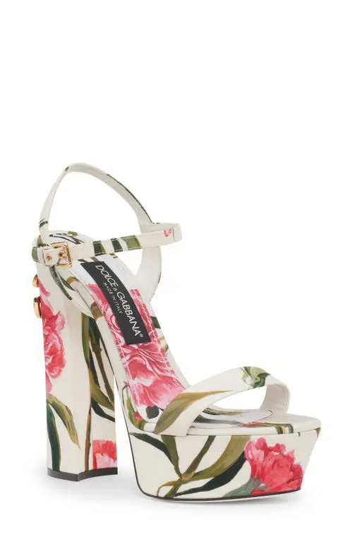 Dolce & Gabbana Keira Floral Block Heel Platform Sandal - Garofani New F.bco