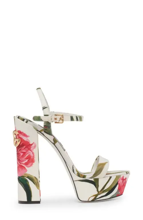 Dolce & Gabbana Keira Floral Block Heel Platform Sandal
