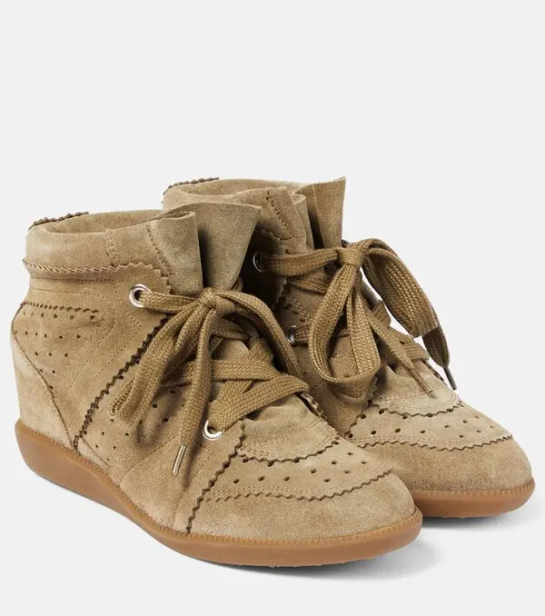 Isabel Marant Étoile Bobby Suede Wedge Sneakers - Grey