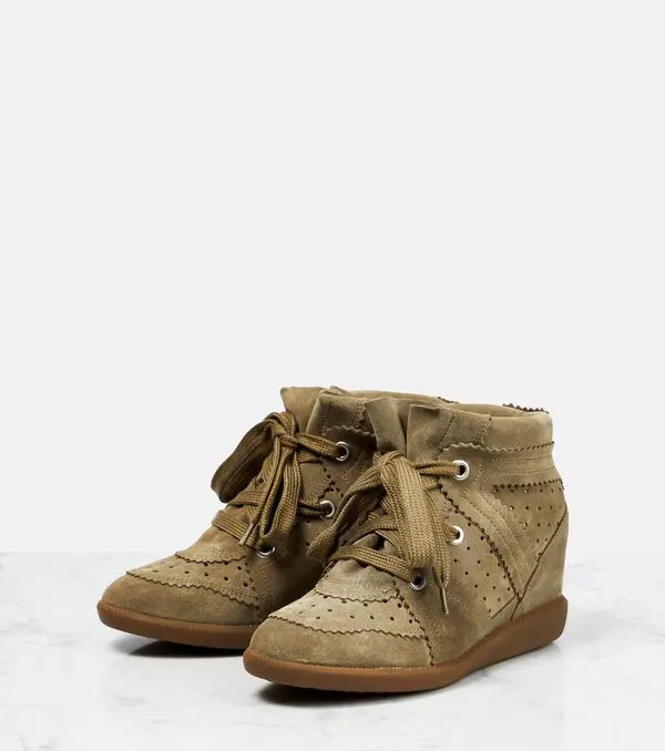 Isabel Marant Étoile Bobby Suede Wedge Sneakers - Grey