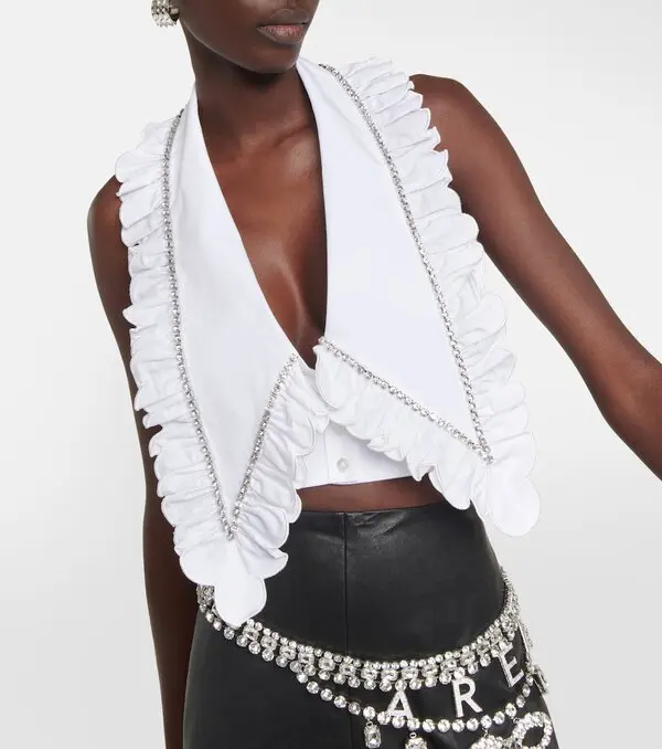 AREA Crystal-embellished Cotton Collar