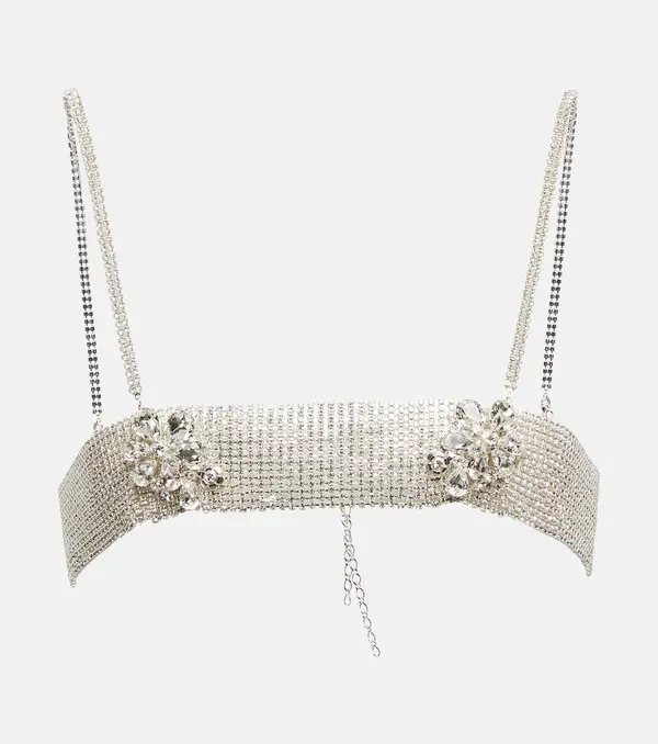Magda Butrym Bandeau Crystal Jewelry Top - Silver