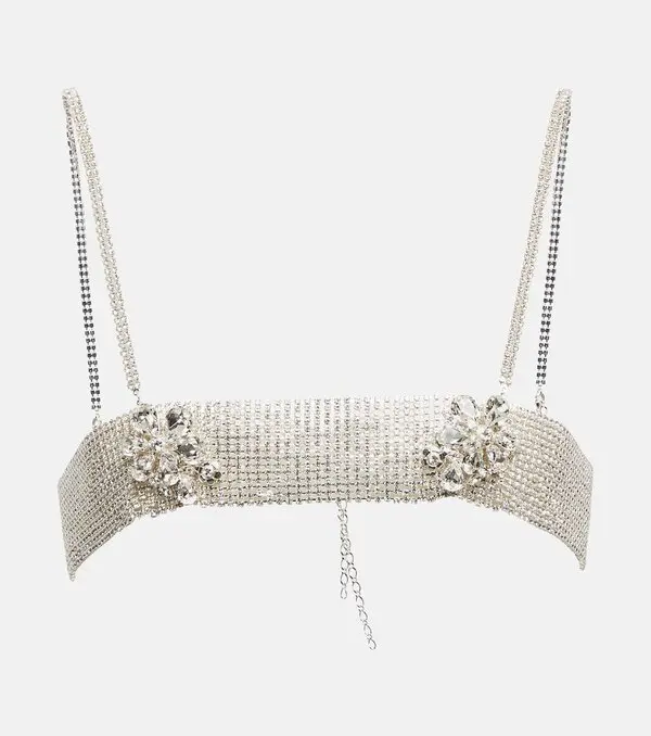 Magda Butrym Bandeau Crystal Jewelry Top - Silver