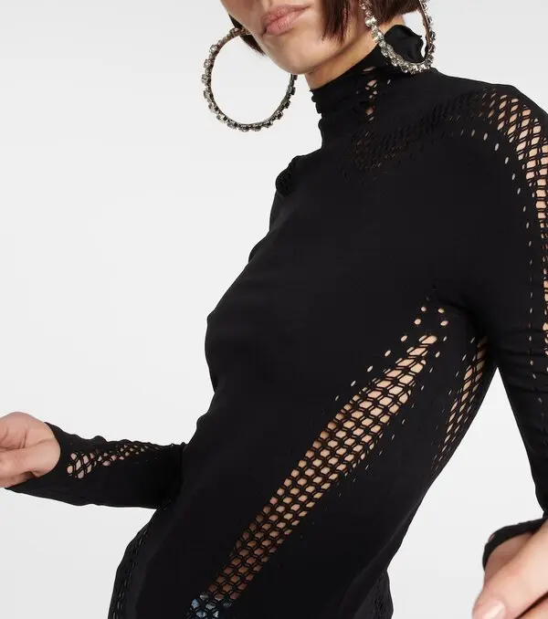 MUGLER Open-knit High-neck Top