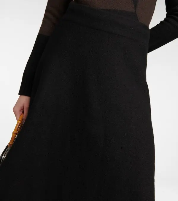 JIL SANDER Virgin Wool Midi Skirt - Black