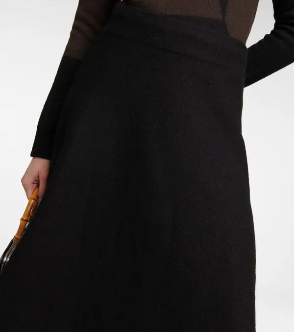 JIL SANDER Virgin Wool Midi Skirt - Black