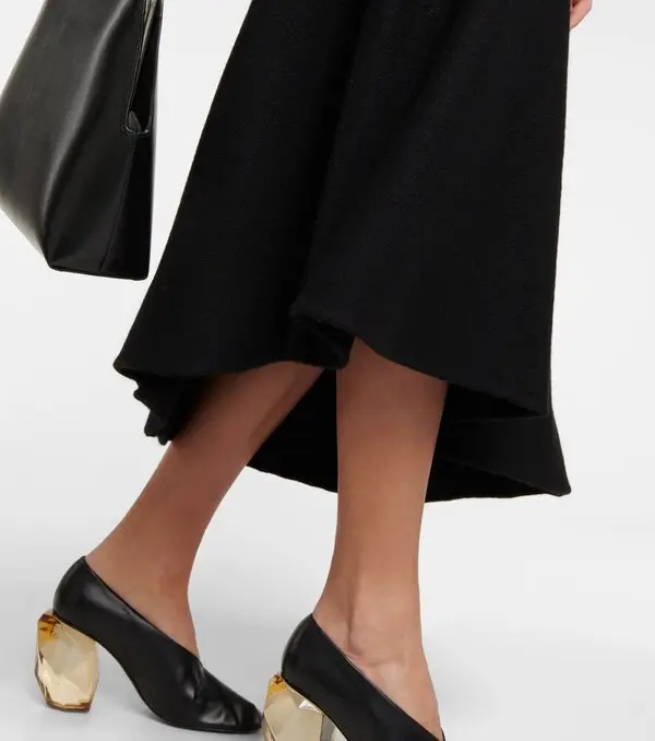 JIL SANDER Virgin Wool Midi Skirt - Black