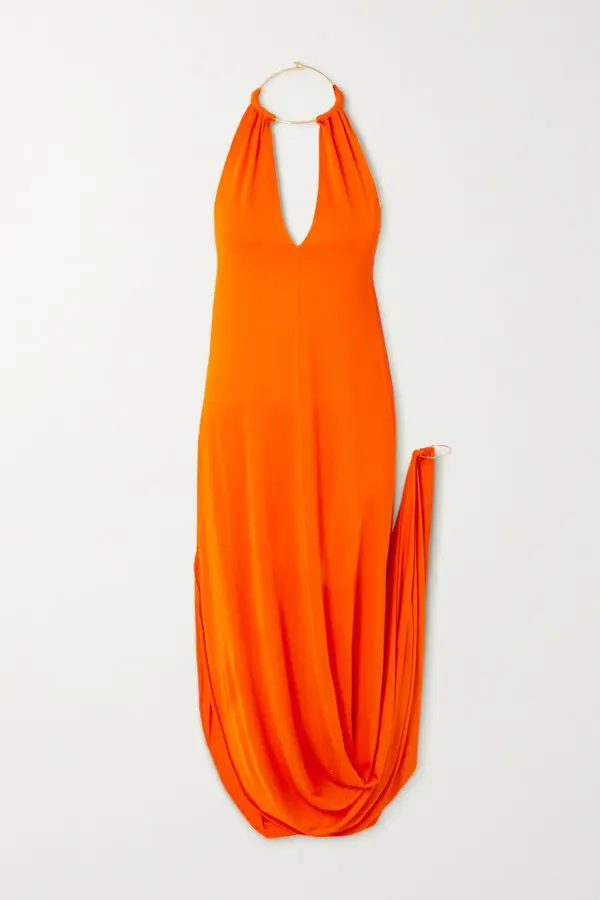 polyester dress Woven Polyester Spandex Satin Open Back Midi Dress