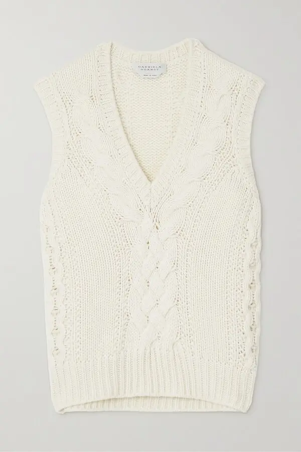 Gabriela Hearst Ramirez Cable-knit Cashmere Vest - White