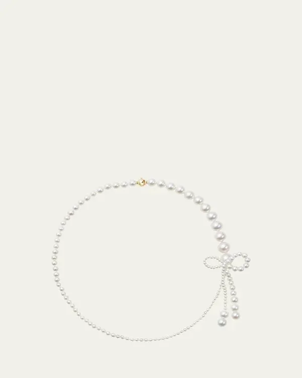 Sophie Bille Brahe Peggy Rosette Graduated Freshwater Pearl Necklace With Bow - Gold