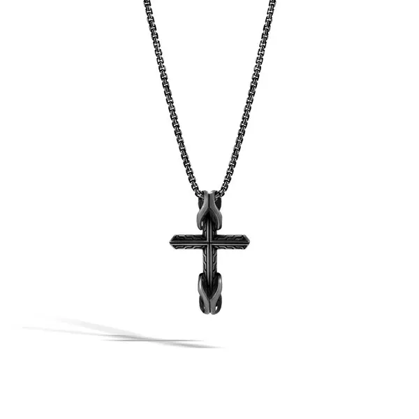 John Hardy Asli Classic Chain Link Cross Pendant Necklace, Dark