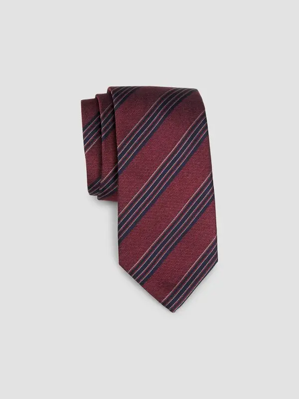 Canali Striped Silk Tie - Red