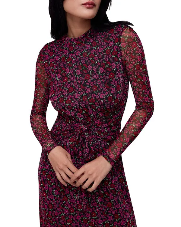Whistles Outlined Floral Mesh Tie Front Dress In Pink/Multi - 44% Off |  Editorialist