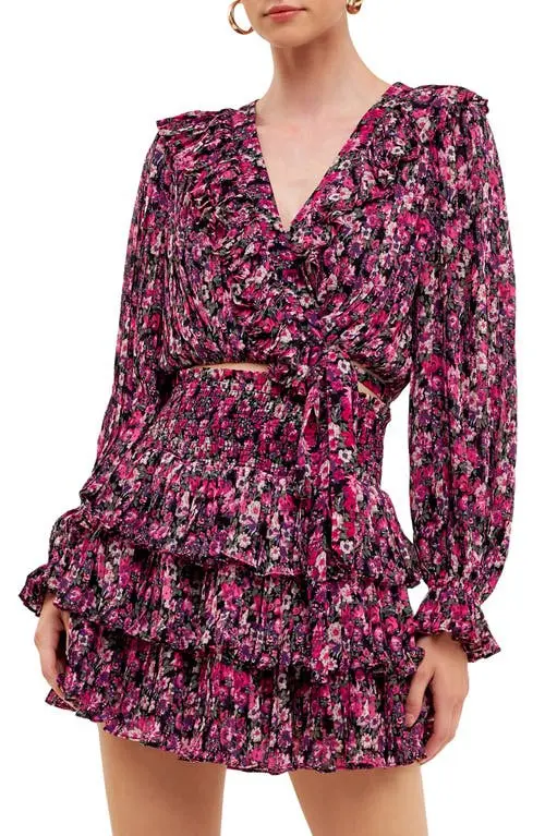 Endless Rose Floral Ruffle Wrap Top