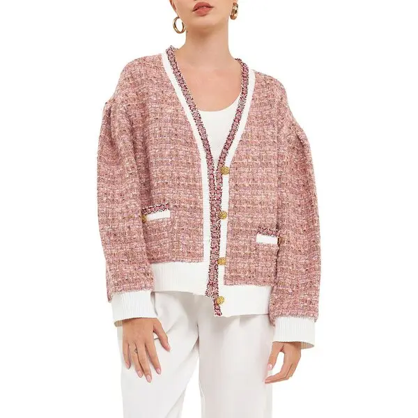 Endless Rose Bouclé Wool-blend Cardigan - Pink